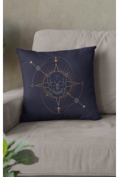 Çift Taraflı Baskılı Fermuar Detaylı Özel Tasarım Kırlent Kılıfı (43CM X43CM)