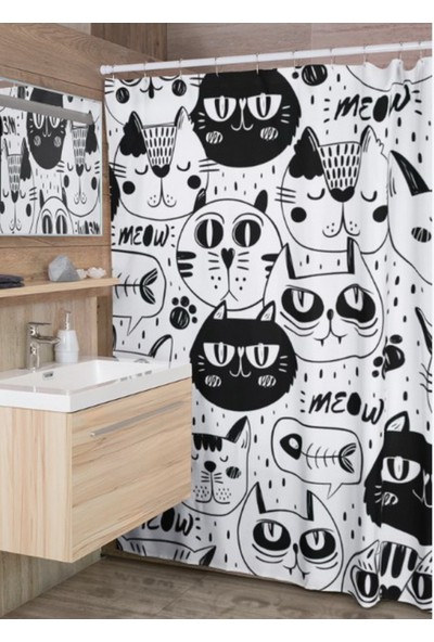 Alamodecor Duş Perdesi | Banyo Perdesi Tek Kanat 150 x 200 cm