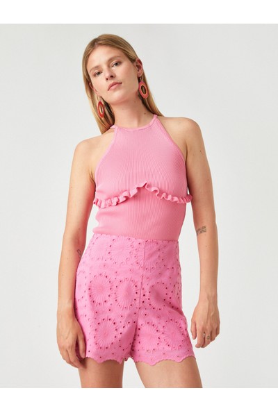 Koton Rachel Araz x Koton - Halter Yaka Fırfırlı Atlet