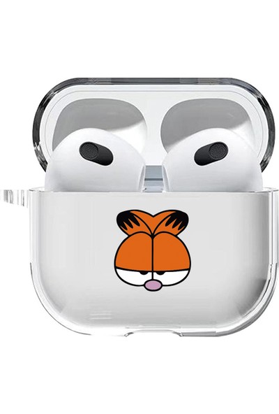 Apple Airpods 3.nesil Garfield Desenli Şeffaf Airpdos Kılıfı Apple Airpods 3.nesil Garfield Desenli Şeffaf Airpdos Kılıfı
