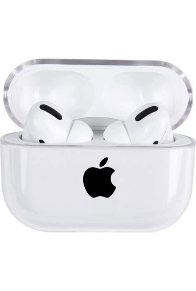 Apple Airpods Pro Apple Logo Desenli Şeffaf Airpods Kılıfı