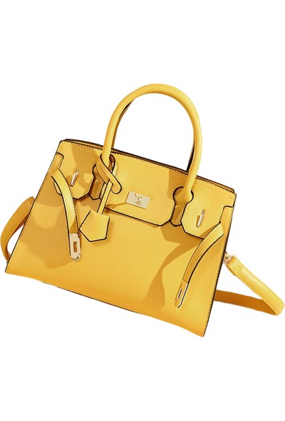 Yifeng 0715167 Kadın Pu Deri Omuz Çantası - Sarı (Yurt Dışından)