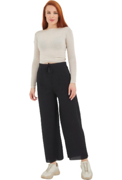 fresh&moda Kadın Siyah Fitilli Kaş Korse Pantolon fresh&moda Kadın Siyah Fitilli Kaş Korse Pantolon