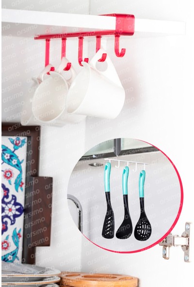 5 Kancalı Bardak Fincan Kupa Askısı | Portatif 5 Kancalı Bardak Fincan Kupa Askılığı