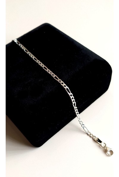 Takıfest Unisex Gümüş Figaro Zincir Bileklik 2 mm 21 cm