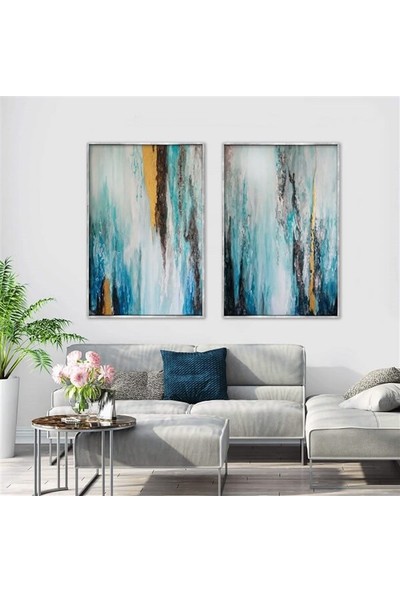 Tablo Plus White N Blue Ikili Soyut Yağlı Boya Dokulu Tablo Tablo Plus White N Blue Ikili Soyut Yağlı Boya Dokulu Tablo