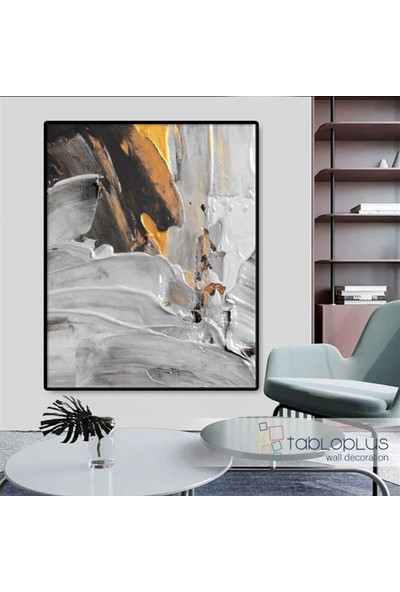 Tablo Plus Abstract Gold White Yağlı Boya Dokulu Tablo Tablo Plus Abstract Gold White Yağlı Boya Dokulu Tablo