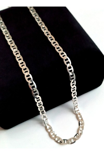 Takıfest 925 Ayar Gümüş Barlı Zincir 4 mm 60 cm