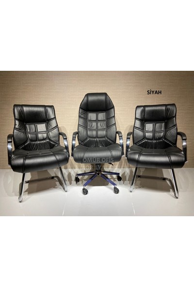 Ömür Ofis Atlas Krom Koltuk Takımı Deri Siyah Ömür Ofis Atlas Krom Koltuk Takımı Deri Siyah