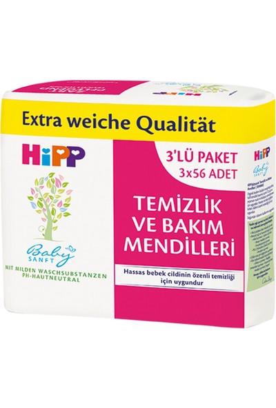 Hipp Islak Mendil 3 x 56 Yaprak 6'lı Hipp Islak Mendil 3 x 56 Yaprak 6'lı