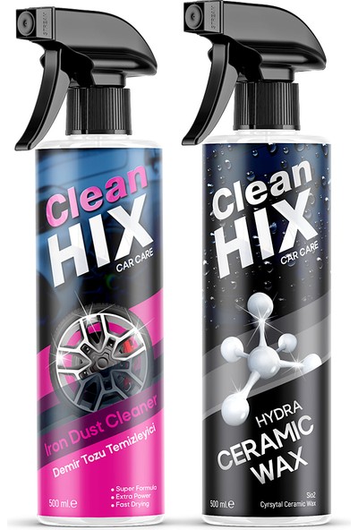Clean Hix Car Care Demir Tozu ve Seramik Cila Spreyi 500 ml x 2 Clean Hix Car Care Demir Tozu ve Seramik Cila Spreyi 500 ml x 2