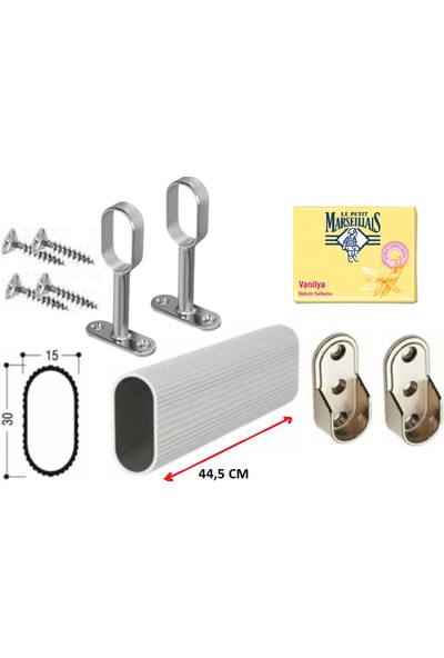 Mvy Dolap Içi Askı Borusu Alüminyum Oval 44,5 cm + 2 Adet Ayaklı Oval Flanş + 2 Adet Sabit Oval Flanş + Montaj Vidaları Set Mvy Dolap Içi Askı Borusu Alüminyum Oval 44,5 cm + 2 Adet Ayaklı Oval Flanş + 2 Adet Sabit Oval Flanş + Montaj Vidaları Set