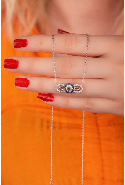 Encili Silver 925 Ayar Gümüş Nazar Taşlı Sonsuzluk Model Kolye Encili Silver 925 Ayar Gümüş Nazar Taşlı Sonsuzluk Model Kolye