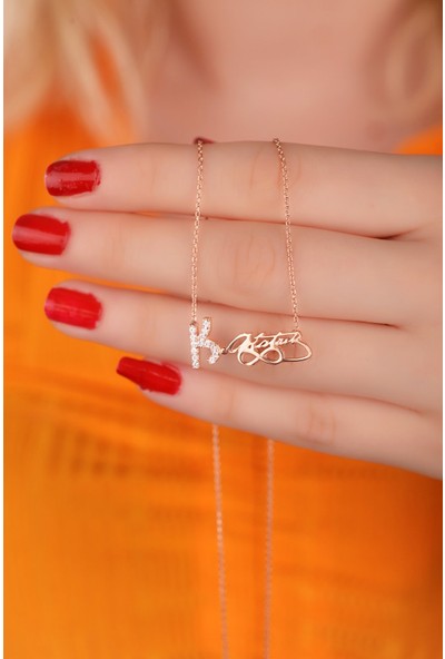 Encili Silver 925 Ayar Gümüş Atatürk Imzası Rose Renk Kadın Kolye Encili Silver 925 Ayar Gümüş Atatürk Imzası Rose Renk Kadın Kolye