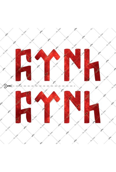 RFHLM69 Reflektif Gokturkce Turk Yazisi - 2'li Set - Kan Kirmizi RFHLM69 Reflektif Gokturkce Turk Yazisi - 2'li Set - Kan Kirmizi