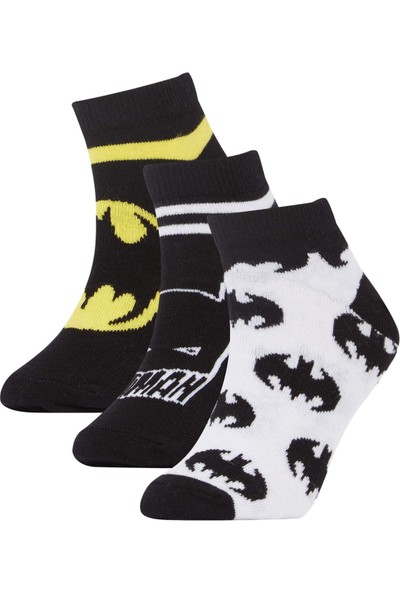 DeFacto Erkek Çocuk Batman Lisanslı Pamuklu 3'lü Kısa Çorap V6649A6NS