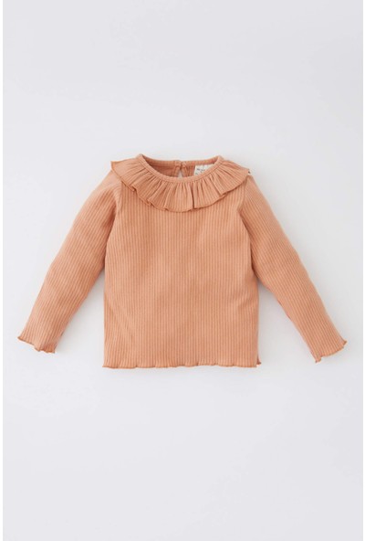 DeFacto Kız Bebek Regular Fit Uzun Kollu Fitilli Kaşkorse Uzun Kollu Tişört Y0989A222AU DeFacto Kız Bebek Regular Fit Uzun Kollu Fitilli Kaşkorse Uzun Kollu Tişört Y0989A222AU