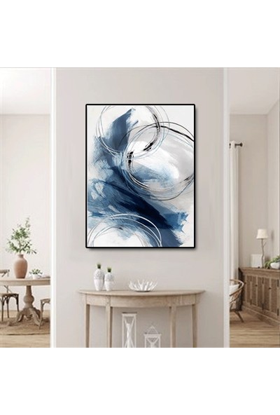 Tablo Plus Navy Circle Of Silver Yağlı Boya Dokulu Tablo