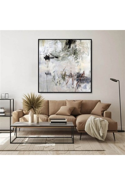 Tablo Plus Abstract White Yağlı Boya Dokulu Tablo