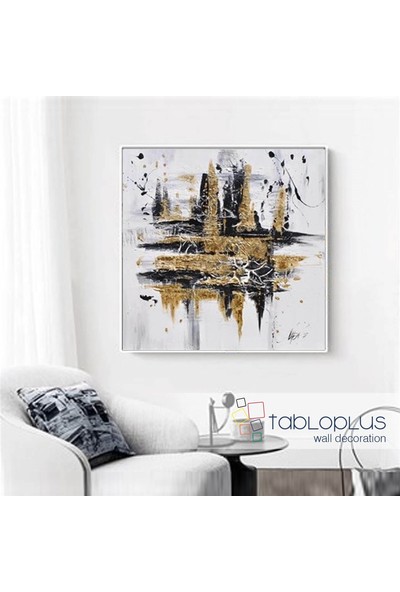 Tablo Plus Soyut Gold N Black City Boya Dokulu Tablo Tablo Plus Soyut Gold N Black City Boya Dokulu Tablo