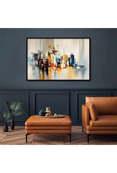 Tablo Plus Soyut Şehir Yağlı Boya Dokulu Tablo
