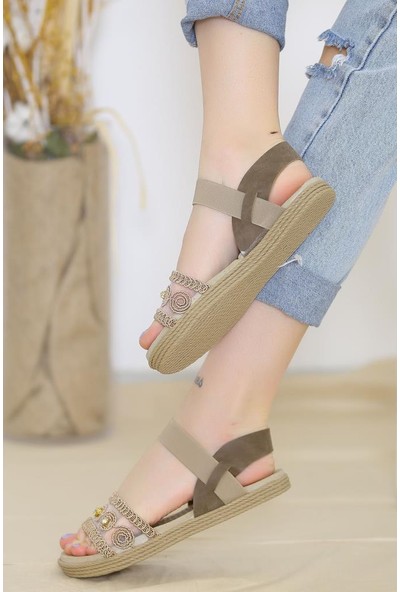 Taşlı Sandalet Vizon - 9493.264.