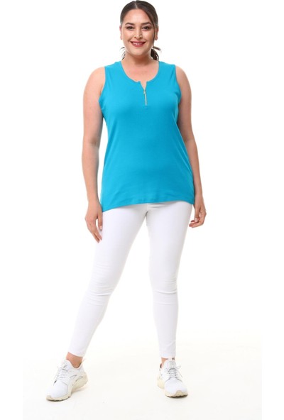 Siyezen Büyük Beden Fermuarlı Atlet Petrol Mavisi Siyezen Büyük Beden Fermuarlı Atlet Petrol Mavisi