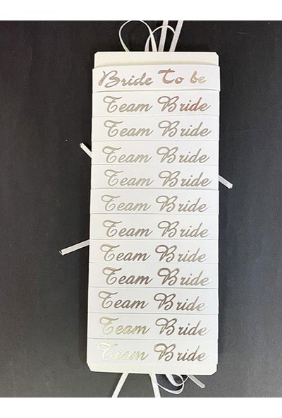 Bride To Be Bileklik - Team Bride Bileklik - Beyaz Üzeri Metalize Gümüş Yazılı 12 Adet Bride To Be Bileklik - Team Bride Bileklik - Beyaz Üzeri Metalize Gümüş Yazılı 12 Adet