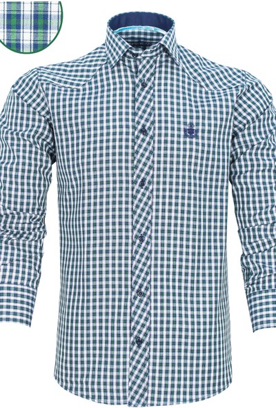 Varetta Erkek Lacivert-Yeşil Slim Fit Kareli Uzun Kollu Gömlek Varetta Erkek Lacivert-Yeşil Slim Fit Kareli Uzun Kollu Gömlek