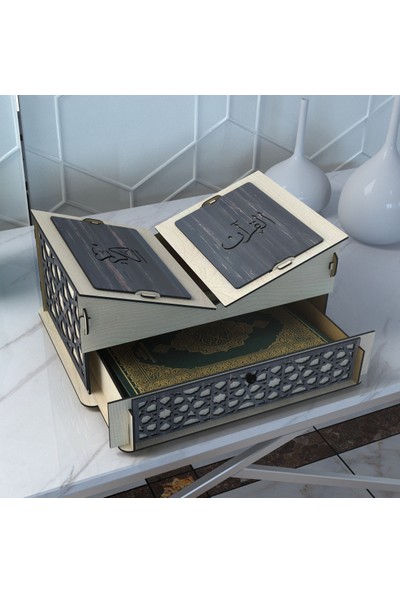 Zerx Kitap Okuma Standı Kur-An'ı Kerim Rahle Desenli Dekoratif Çekmeceli Zerx Kitap Okuma Standı Kur-An'ı Kerim Rahle Desenli Dekoratif Çekmeceli