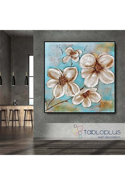 Tablo Plus Kahverengi Çiçekler Yağlı Boya Tablo