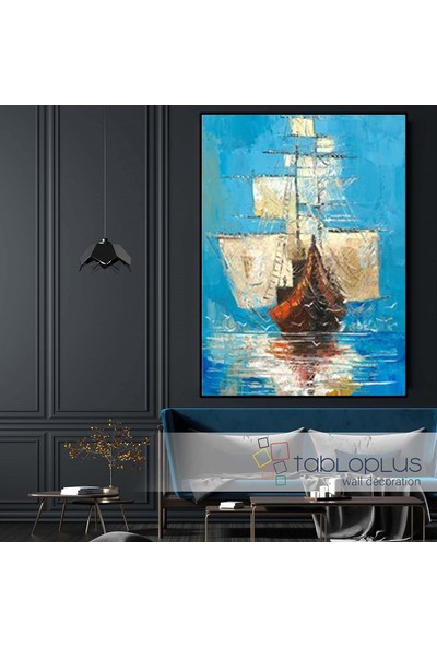 Tablo Plus Yelkenli Yağlı Boya Dokulu Tablo