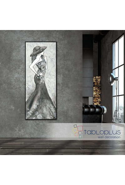 Tablo Plus Şapkalı Kadın Yağlı Boya Dokulu Tablo