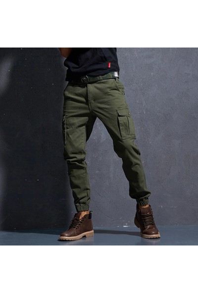 Modacix Erkek Paçası Lastikli Askeri Kargo Tip Haki Pantolon