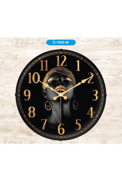 Galaxy D-1958-09 Arap Kızı Duvar Saati -Bombeli Mika Cam