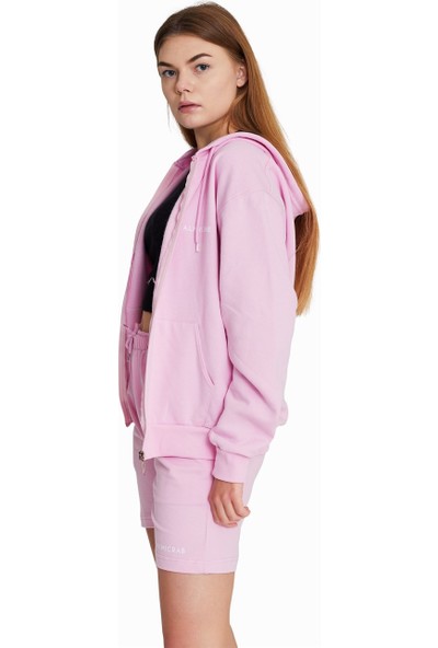Almicrab Basic Fermuarlı Hoodie Pembe