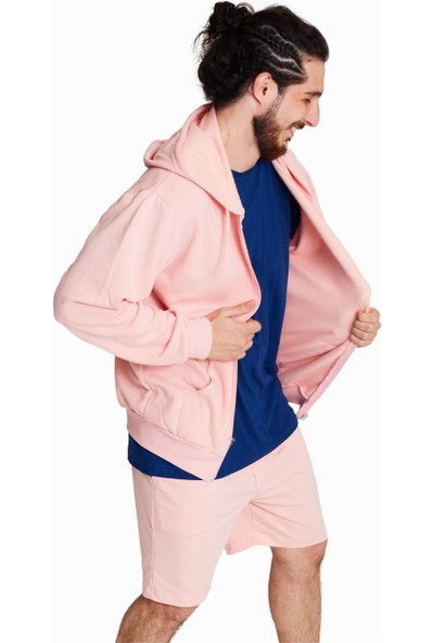 Almicrab Basic Fermuarlı Hoodie Yavruağzı