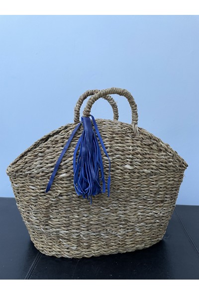 Püskül Aksesuarlu Hasır Plaj Çantası