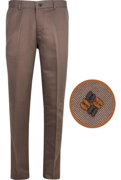 Varetta Erkek Kahverengi Armürlü Keten Pantolon Varetta Erkek Kahverengi Armürlü Keten Pantolon