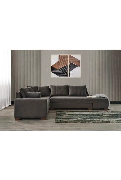 Ceviz Mobilya Essa Siyah Köşe Takımı