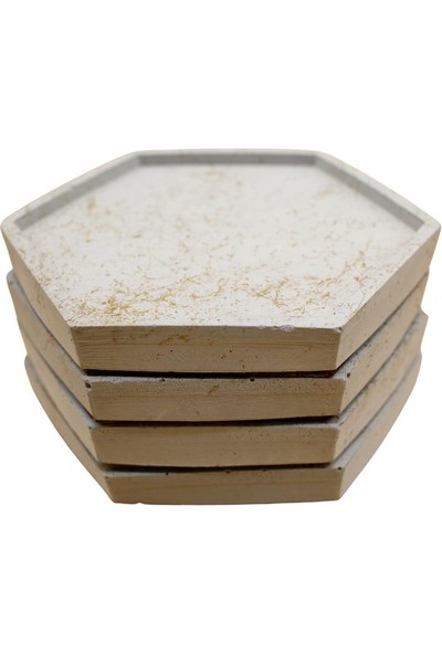 Bubigo Altıgen Beton Bardak Altlığı 4'lü Set