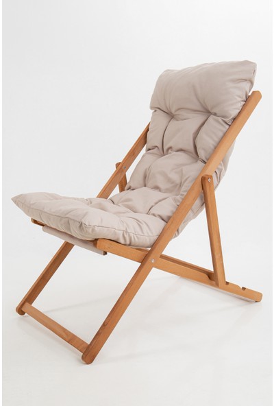 Vento Home Vest Minderli Ahşap Şezlong - Katlanır Şezlong Vento Home Vest Minderli Ahşap Şezlong - Katlanır Şezlong