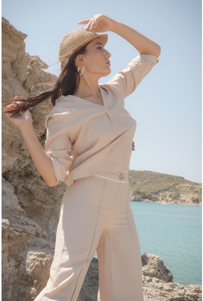 Charmwear Keten Bej Pantolon