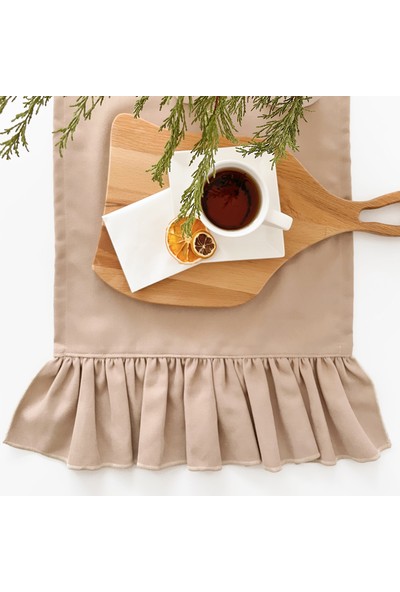 Ritmo Home Fırfırlı Vintage İskandinav Runner Vizon Ritmo Home Fırfırlı Vintage İskandinav Runner Vizon