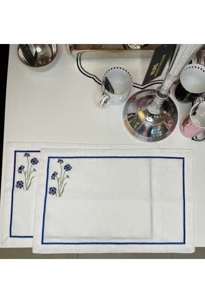 Klas Home Decor Amerikan Servis Çiçekli 2'li Mavi Klas Home Decor Amerikan Servis Çiçekli 2'li Mavi