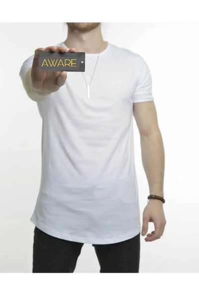 Aware Time Erkek Uzun Oval Kesim Basic T-Shirt Aware Time Erkek Uzun Oval Kesim Basic T-Shirt