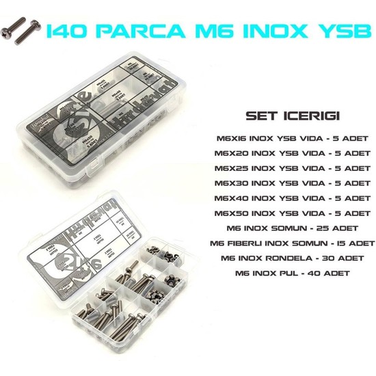 140 Parça M6 Inox Ysb Vida Somun ve Pul Seti Fiyatı