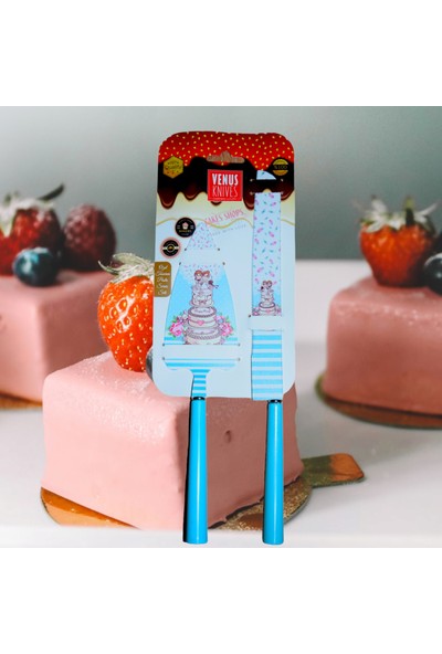 Venüs 2'li Desenli Pasta Servis Seti Mavi Venüs 2'li Desenli Pasta Servis Seti Mavi