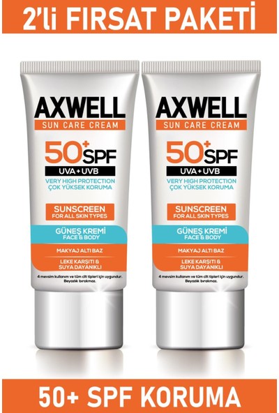 SPF 50+ 2 Li Fırsat Seti Leke Karşıtı Nemlendirici Yüksek Koruma Güneş Kremi 50 ML SPF 50+ 2 Li Fırsat Seti Leke Karşıtı Nemlendirici Yüksek Koruma Güneş Kremi 50 ML
