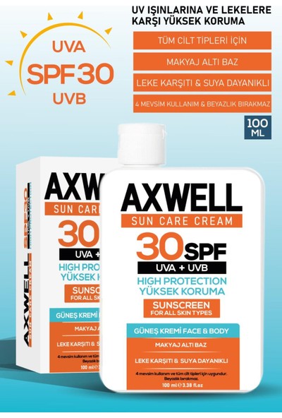 Sun Care Cream Güneş Kremi Yüksek Koruma 30 SPF 100ml Sun Care Cream Güneş Kremi Yüksek Koruma 30 SPF 100ml